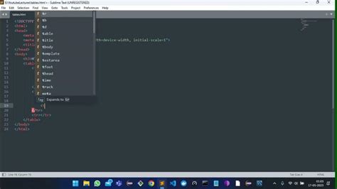 lec 06 html table html for beginners htmlforbeginner html youtube