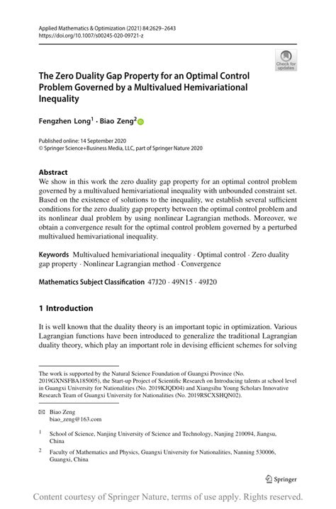 The Zero Duality Gap Property For An Optimal Control Problem Governed By A Multivalued