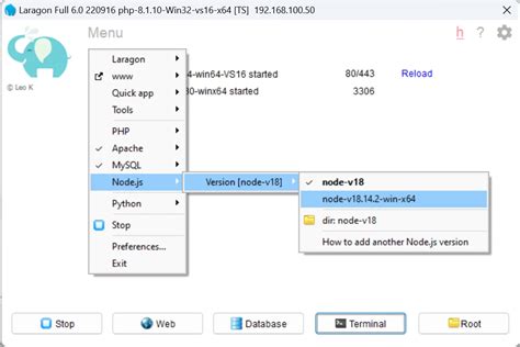 Laragon Update Nodejs Kreaweb