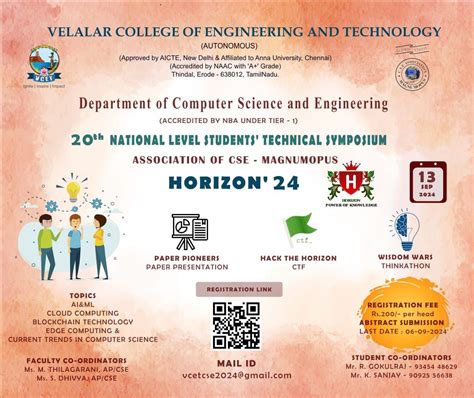 Warm Greetings Velalar College Of Engineering And Technology 🖥️ Department Of Computer Science