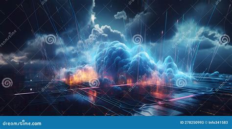 Cloud Computing Cybersecurity It Infrastructure Networkin One Generative Ai Stock Illustration