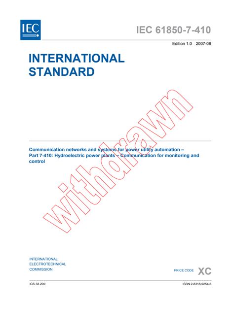 Iec 61850 7 410 2007 Communication Networks And Systems For Power Utility Automation Part 7 410