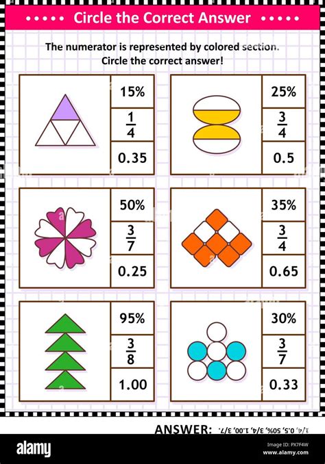 Math Skills Training Visual Puzzle Circle The Correct Answer Find The