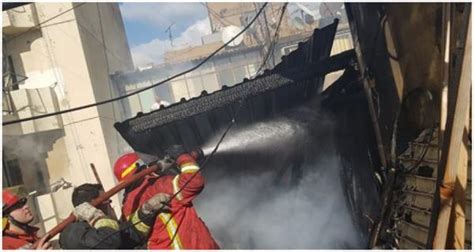 فرق الدفاع المدني تكافح حريقاً اندلع في مبنى صندوق الاسكان ببغداد