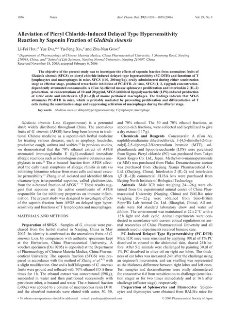 Pdf Alleviation Of Picryl Chloride Induced Delayed Type Hypersensitivity Reaction By Saponin
