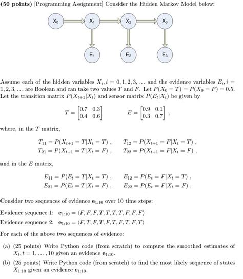 Solved 50 Points Programming Assignment Consider The Hidden