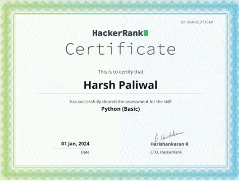 Harsh Paliwal On Linkedin Python Hackerrank Certification Programmingjourney