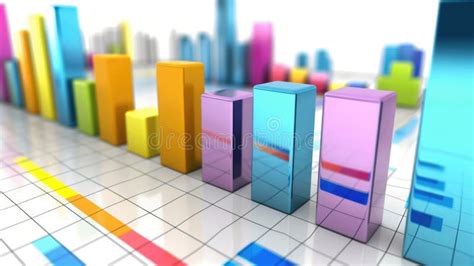 3d Bar Graph With Increasing Columns On Grid Background Stock Illustration Illustration Of