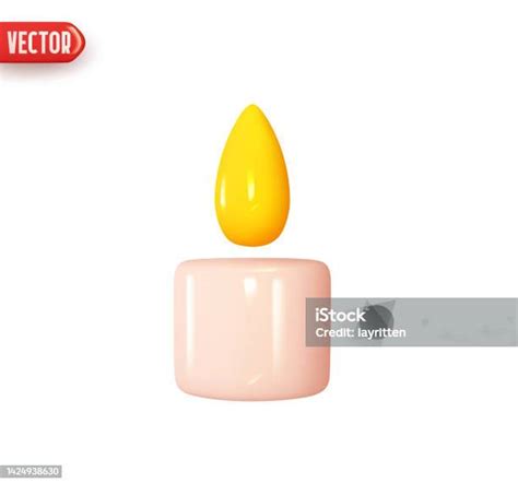 촛불 추상적 인 최소한의 장식 현실적인 3d 디자인 요소 플라스틱 만화 스타일에서 흰색 배경에 고립 된 아이콘 벡터 일러스트 레이 션 3차원 형태에 대한 스톡 벡터 아트 및