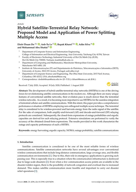 Pdf Hybrid Satellite Terrestrial Relay Network Proposed Model And Application Of Power