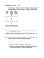 AP Stats Unit FRQ P Docx AP Statistics Unit Assessment V A Five Hundred Randomly