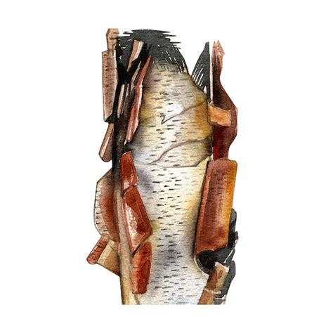 Premium Photo Realistic Texture Tree Trunk Isolated On White Background Watercolor Hand Drawing