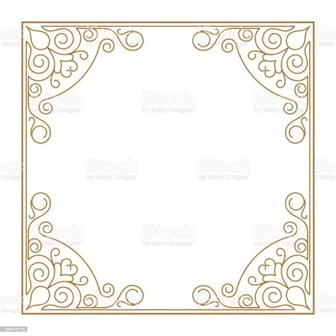 빈티지 프레임 복고풍 장식 코너 템플릿 디자인입니다 코너 줄 사진 벡터 디자인 장식 프레임 패턴 스타일 꽃 골드 사진 프레임 꽃 테두리 서식 그림 0명에 대한 스톡 벡터