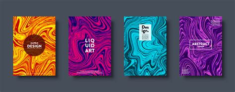 다채로운 추상 기하학적 배경 액체 동적 안감 그라데이션 파도 유체 대리석 질감 현대적인 커버 세트 Eps10 벡터 3차원 형태에 대한 스톡 벡터 아트 및 기타 이미지