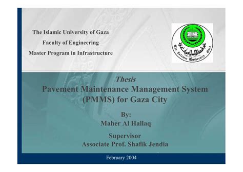 Pdf Thesis Pavement Maintenance Management System Pmms For