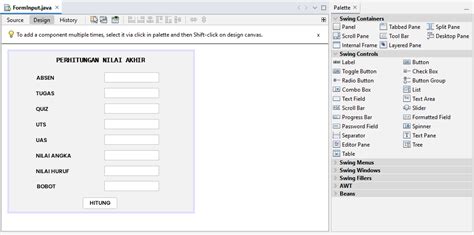 java oop program hitung nilai mahasiswa berbasis gui jframe form