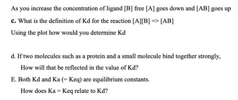 Solved Kd And The Strength Of Binding For A Binding Chegg Com