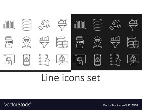 Set Line Monitor With Exclamation Mark Server Vector Image