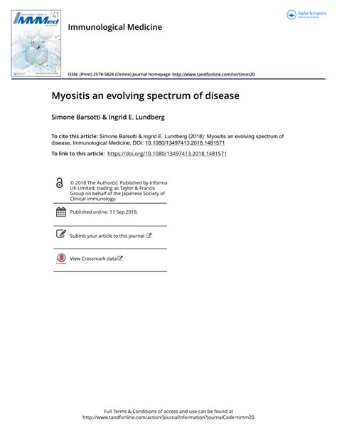 Pdf Myositis An Evolving Spectrum Of Disease
