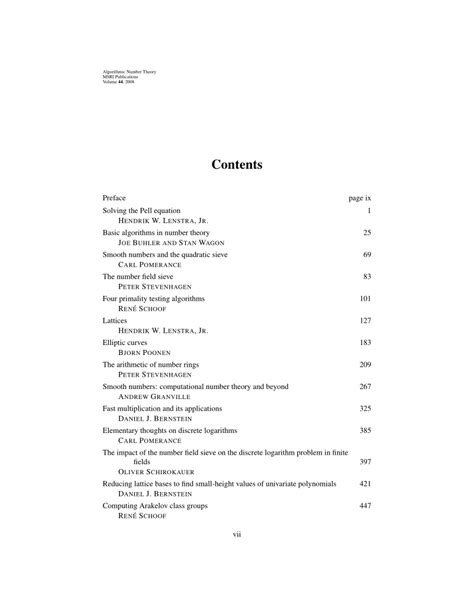 Pdf Algorithmic Number Theory Lattices Number Fields Curves And