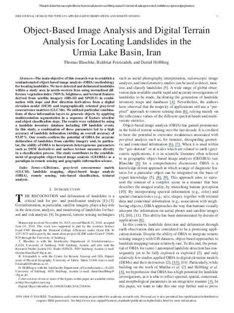 Pdf Object Based Image Analysis And Digital Terrain Analysis For Locating Landslides In The