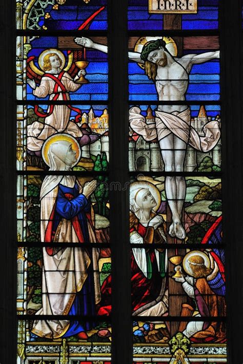 Cross In Stained Glass Window Stock Image Image Of Stained Jesus