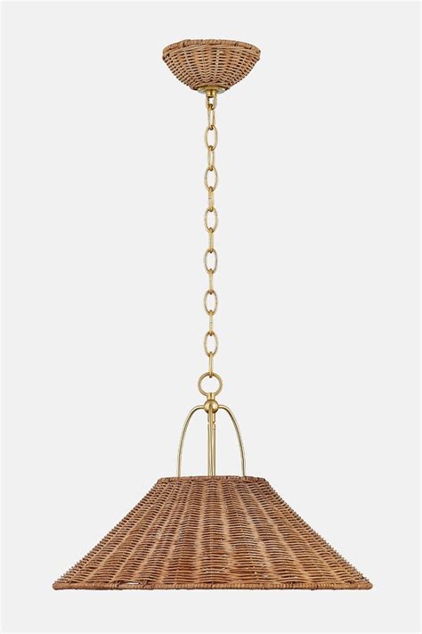 Davida Natural Rattan Pendant Light Aged Brass Finish Megan Molten