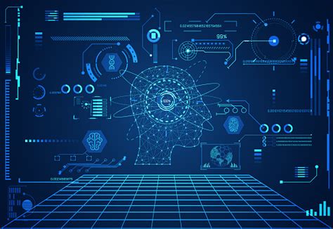 추상적인 기술 Ui 미래 개념 머리 Hud 인터페이스 홀로그램의 요소 디지털 건강 데이터 차트 통신 원 활력 혁신에 안녕 기술