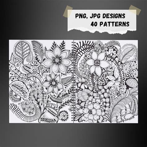 Botanical Zentangle Pattern Tutorials Floral Doodle Art Pdf Etsy
