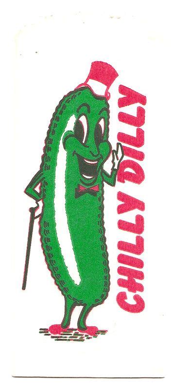 Vintage Chilly Dilly Pickle Snack Bar Drive In Wrapper Vintage Advertising Art Pickle Brands