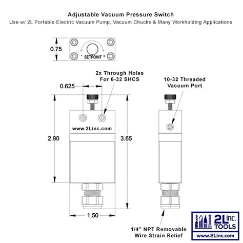 Adjustable Vacuum Pressure Switch Auto On Off At Set Point 2L Inc