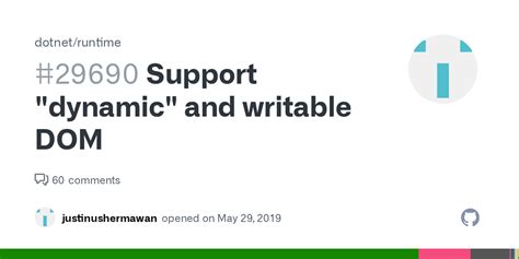 Support Dynamic And Writable Dom · Issue 29690 · Dotnetruntime · Github