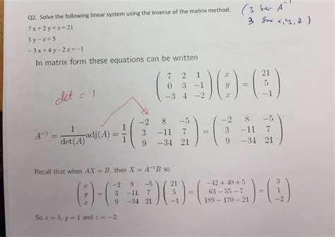 Solved Q2 Solve The Following Linear System Using The