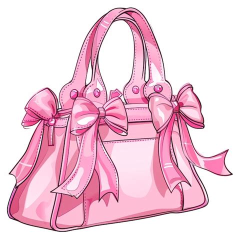 A Cartoon Pink Purse With A Bow On The Handle Generative Ai Premium