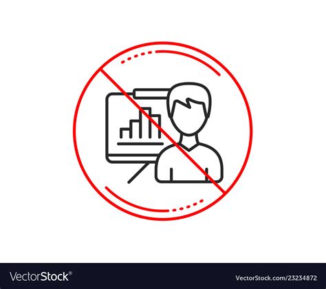 Presentation Board Line Icon Column Graph Sign Vector Image