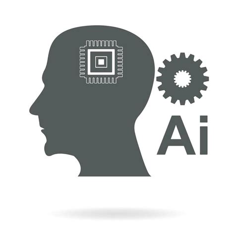 Artificial Intelligence Glyph Icon With Digital Ai Human Head And Brain