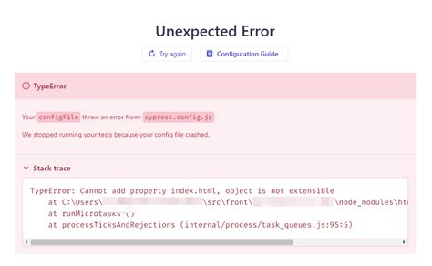 Have Error Cannot Add Property Indexhtml · Issue 24143 · Cypress Io