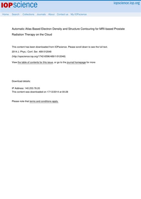 Pdf Automatic Atlas Based Electron Density And Structure Contouring For Mri Based Prostate