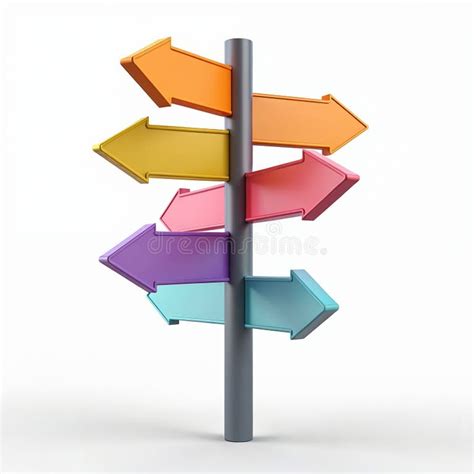 Colorful Directional Signpost With Many Blank Arrows Pointing In
