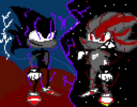 Dark Sonic Vs Chaos Shadow Pixel Art