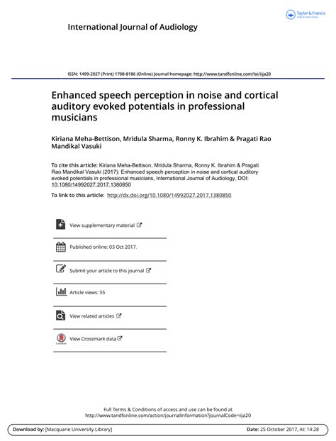 Pdf Enhanced Speech Perception In Noise And Cortical Auditory Evoked Potentials In