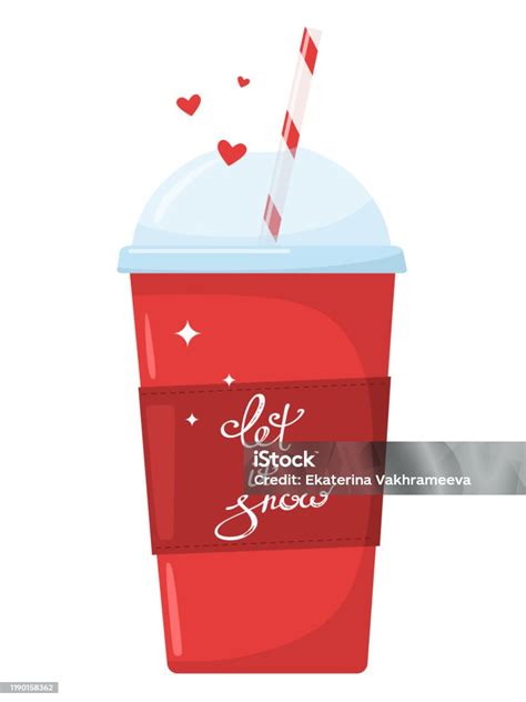 크리스마스 홀리데이 커피 또는 뚜껑과 빨대가있는 초콜릿 머그잔 따뜻한 겨울 음료 크리스마스 핫 초콜릿 머그잔 또는 겨울 카푸치노와 라떼 벡터가 흰색 배경에 문자로 분리됩니다