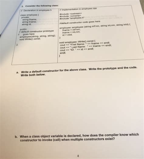 Solved 3 Consider The Following Class Declaration In