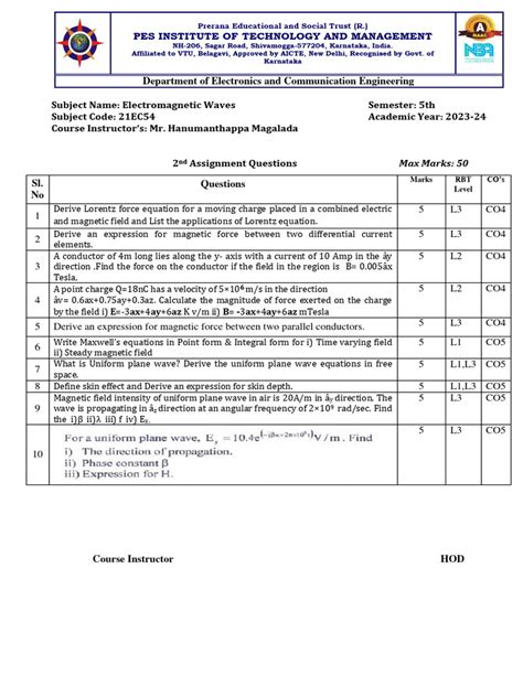 Ew 2nd Assignment Pdf Magnetic Field Waves