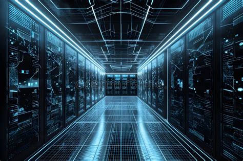 View Of The Server Room Generative Ai Stock Illustration Illustration Of Room Expertise