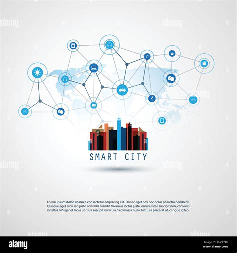 Colorful Smart City Cloud Computing Design Concept With Icons