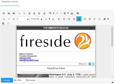 Fireside State Creating And Sending Newsletter Messages Fireside