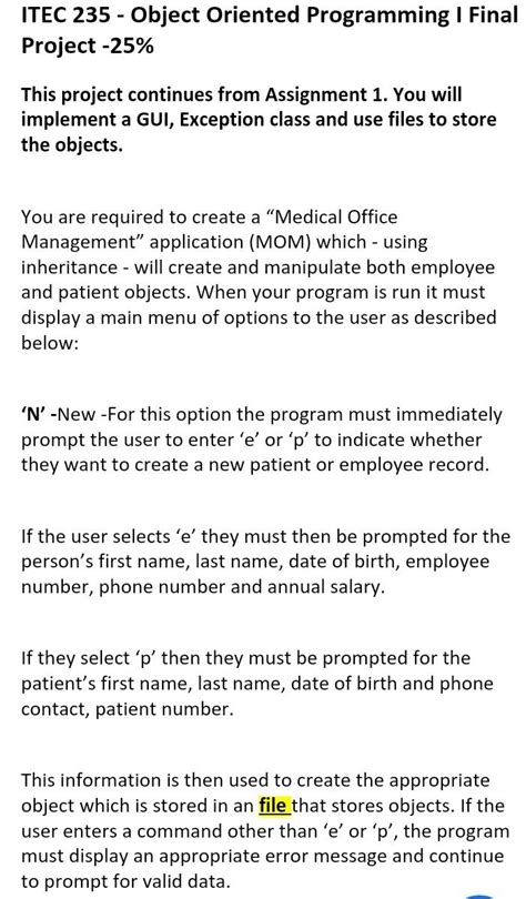 Solved Project −25 This Project Continues From Assignment