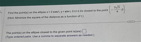Solved Find The Point S On The Ellipse Chegg