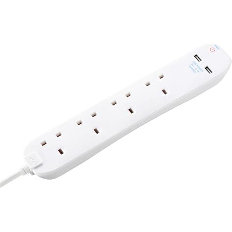 Masterplug Socket Extension Lead USB A Port M Cable White